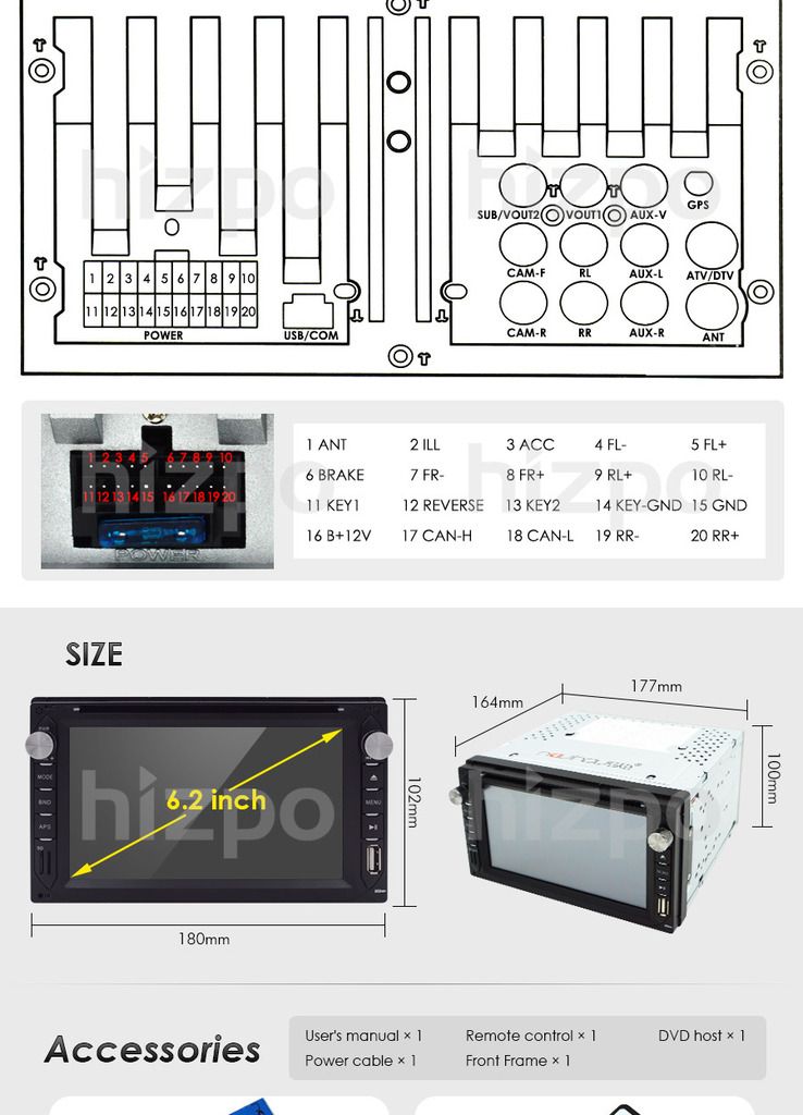 Купить Магнитолы HIZPO HD + 6.2'' DVD USB BT в интернет-магазине с Ebay ...